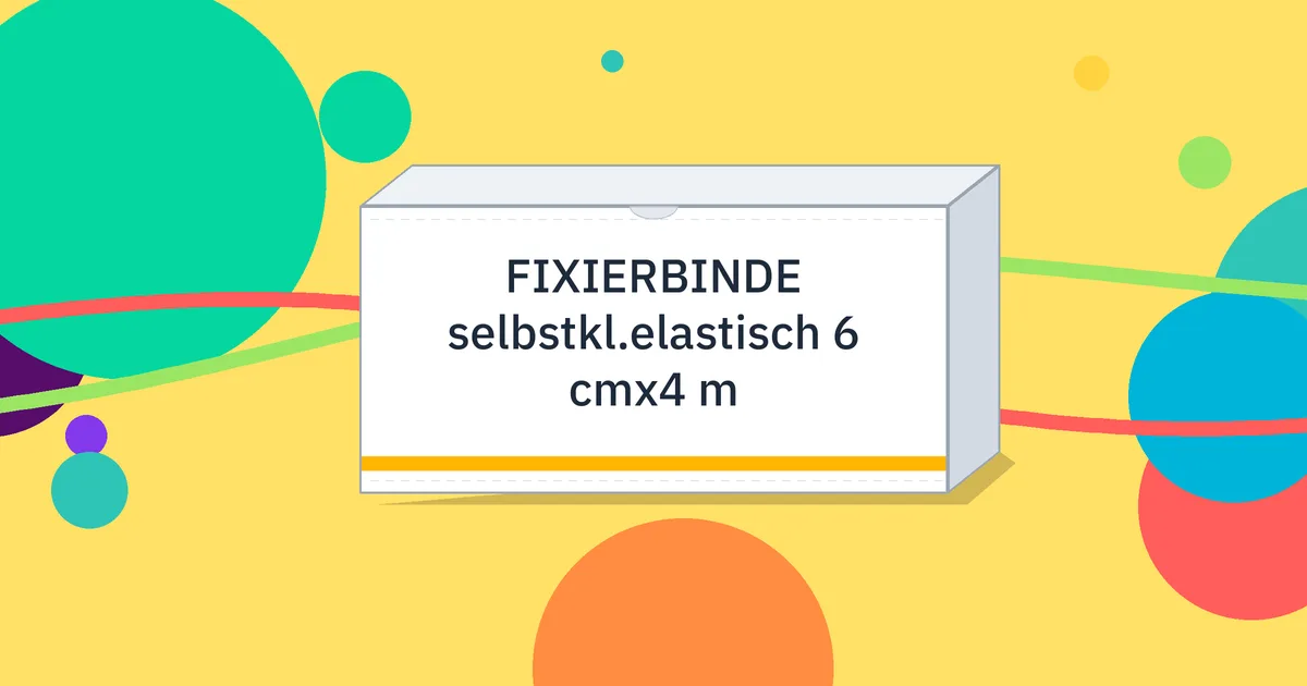 Symbolbild: Packung mit der Aufschrift FIXIERBINDE selbstkl.elastisch 6 cmx4 m (PZN 06931811) – Verfügbarkeit und Bezug in Apotheken in Frankfurt am Main