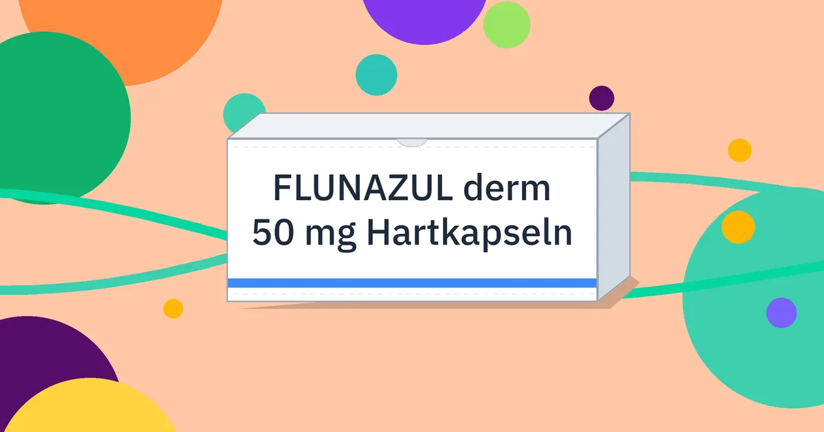 Symbolbild: Packung mit der Aufschrift FLUNAZUL derm 50 mg Hartkapseln (PZN 04103777) – Verfügbarkeit und Bezug in Apotheken in Frankfurt am Main