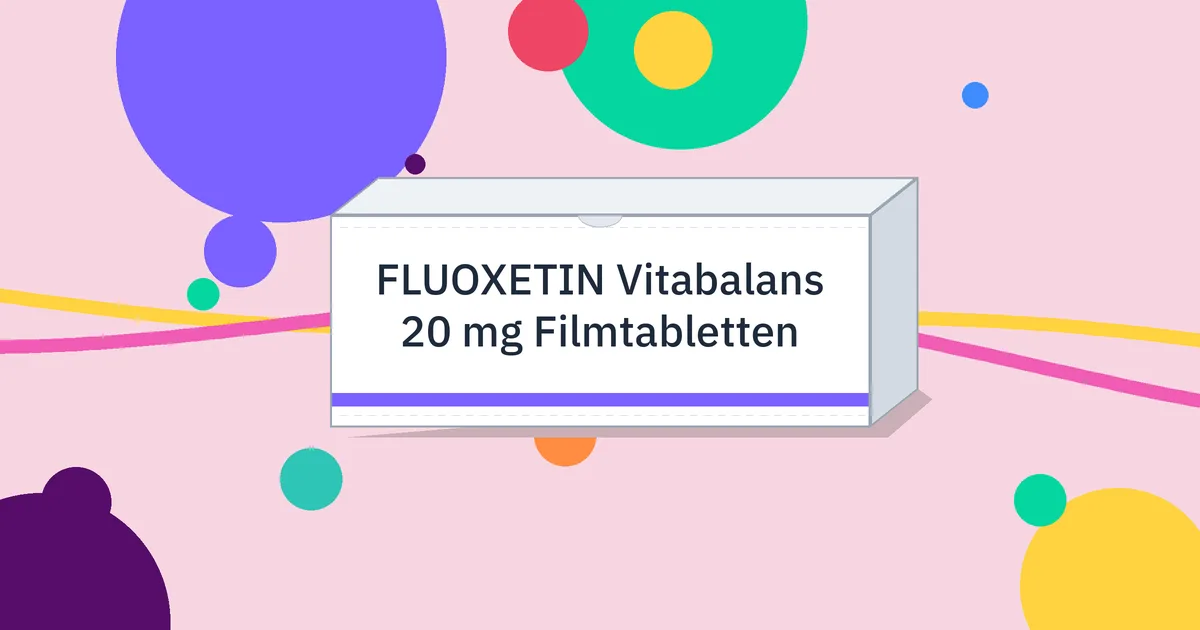 Symbolbild: Packung mit der Aufschrift FLUOXETIN Vitabalans 20 mg Filmtabletten (PZN 04705051) – Verfügbarkeit und Bezug in Apotheken in Frankfurt am Main