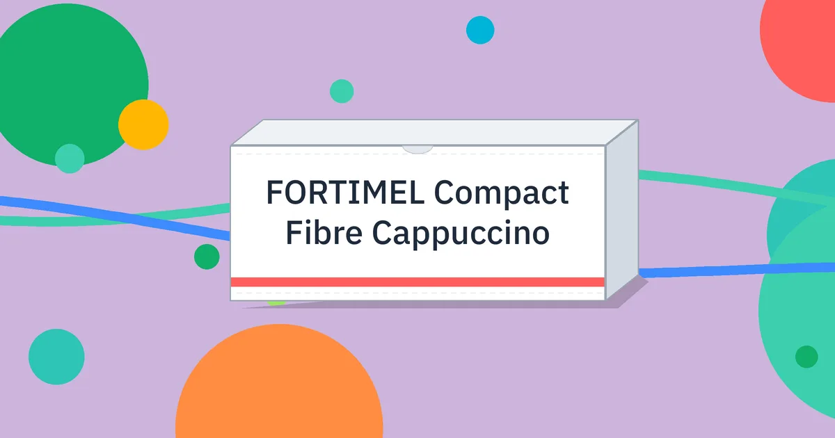 Symbolbild: Packung mit der Aufschrift FORTIMEL Compact Fibre Cappuccino (PZN 11513323) – Verfügbarkeit und Bezug in Apotheken in Frankfurt am Main