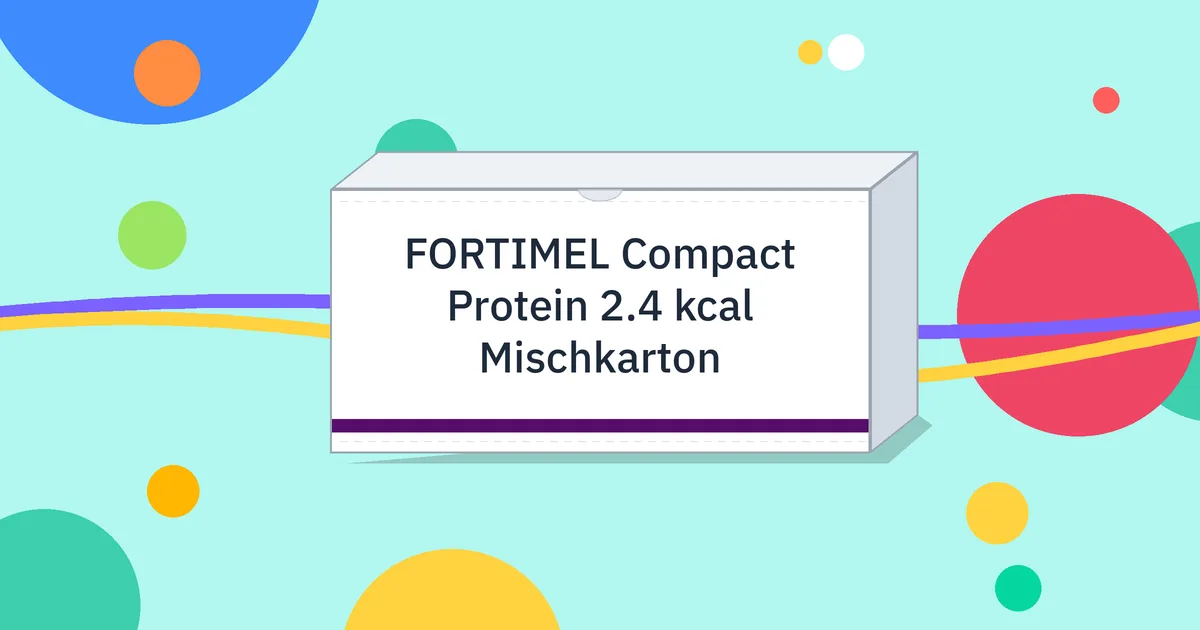 Symbolbild: Packung mit der Aufschrift FORTIMEL Compact Protein 2.4 kcal Mischkarton (PZN 19881641) – Verfügbarkeit und Bezug in Apotheken in Frankfurt am Main