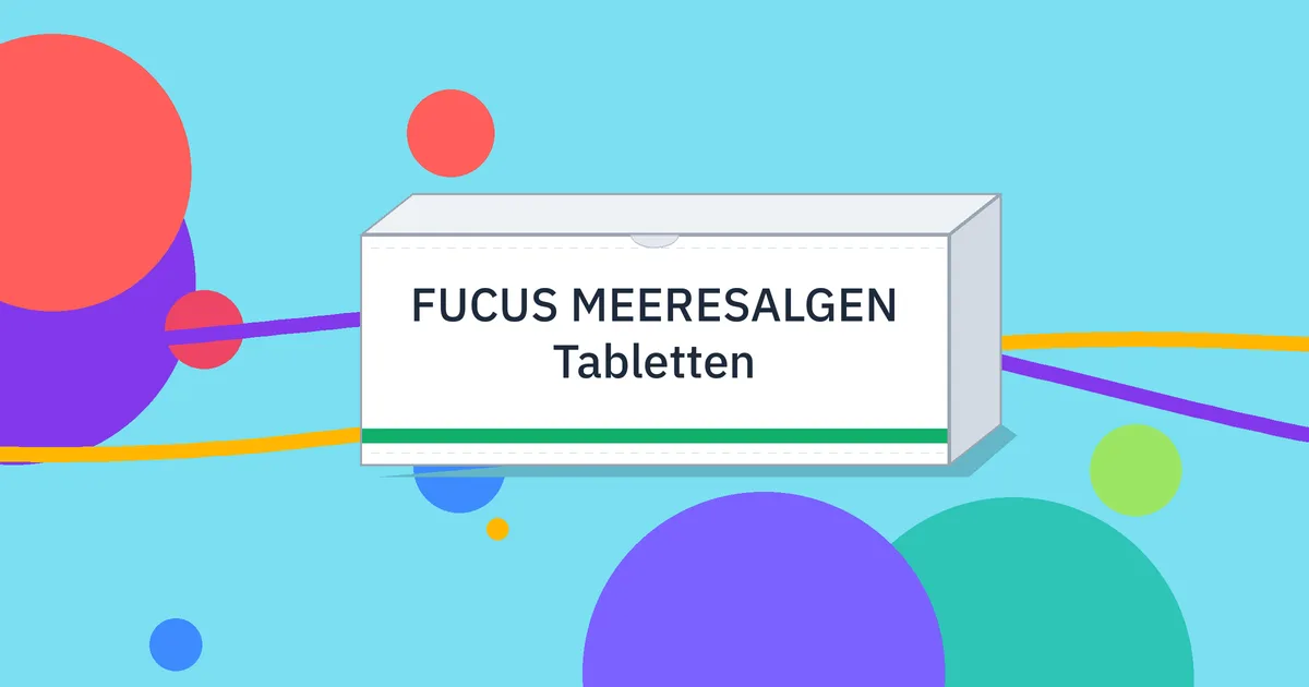 Symbolbild: Packung mit der Aufschrift FUCUS MEERESALGEN Tabletten (PZN 06803444) – Verfügbarkeit und Bezug in Apotheken in Frankfurt am Main