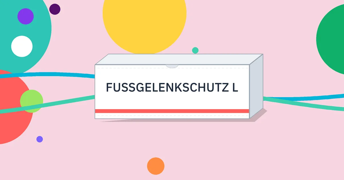 Symbolbild: Packung mit der Aufschrift FUSSGELENKSCHUTZ L (PZN 14262850) – Verfügbarkeit und Bezug in Apotheken in Frankfurt am Main