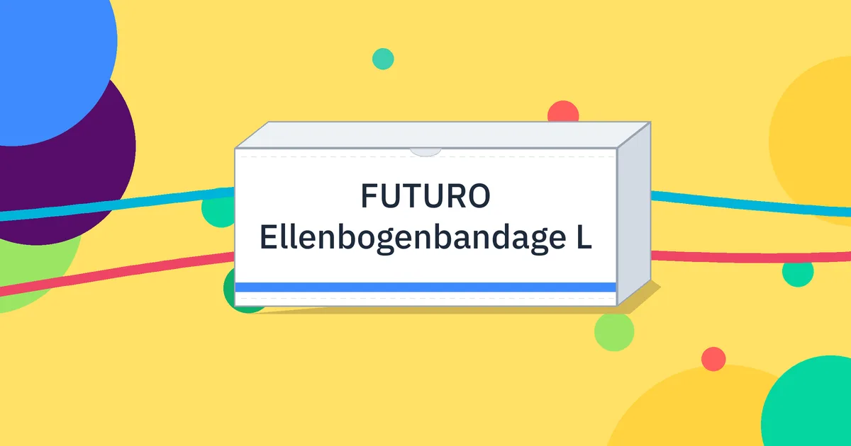 Symbolbild: Packung mit der Aufschrift FUTURO Ellenbogenbandage L (PZN 07631991) – Verfügbarkeit und Bezug in Apotheken in Frankfurt am Main