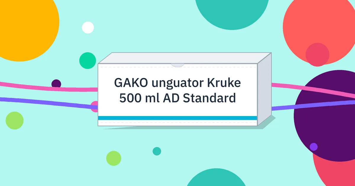 Symbolbild: Packung mit der Aufschrift GAKO unguator Kruke 500 ml AD Standard (PZN 11602966) – Verfügbarkeit und Bezug in Apotheken in Frankfurt am Main