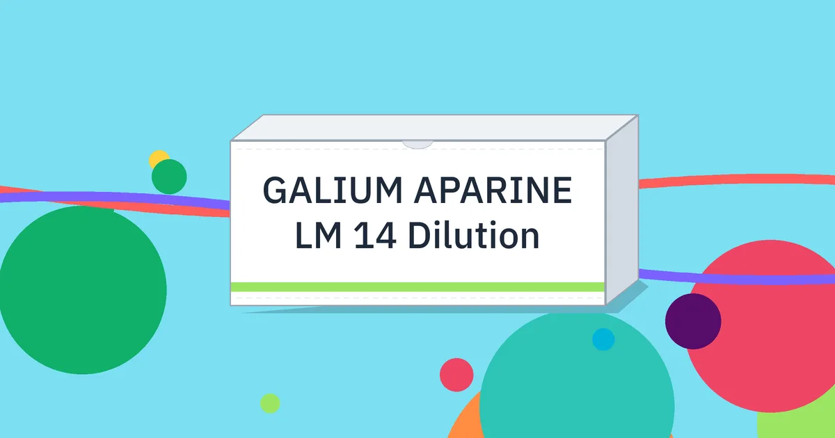 Symbolbild: Packung mit der Aufschrift GALIUM APARINE LM 14 Dilution (PZN 13497143) – Verfügbarkeit und Bezug in Apotheken in Frankfurt am Main