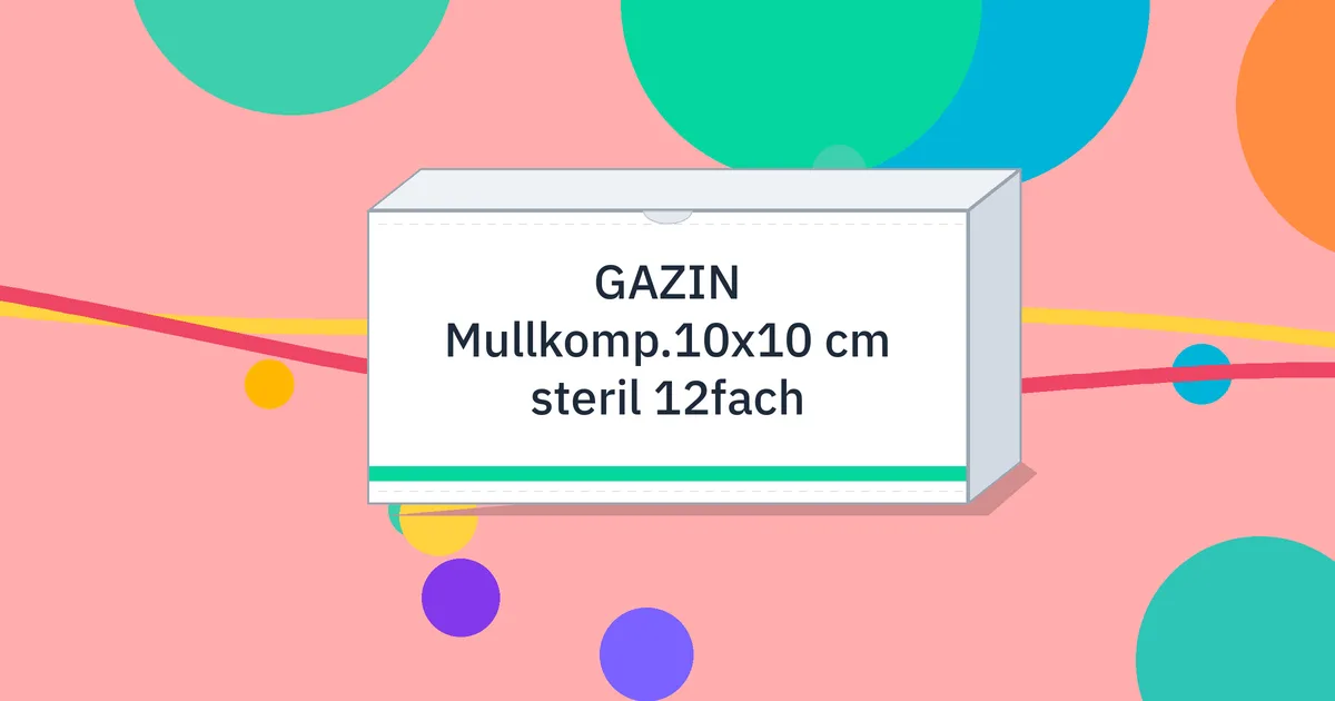 Symbolbild: Packung mit der Aufschrift GAZIN Mullkomp.10x10 cm steril 12fach (PZN 20371939) – Verfügbarkeit und Bezug in Apotheken in Frankfurt am Main