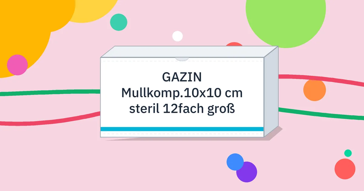 Symbolbild: Packung mit der Aufschrift GAZIN Mullkomp.10x10 cm steril 12fach groß (PZN 17451830) – Verfügbarkeit und Bezug in Apotheken in Frankfurt am Main