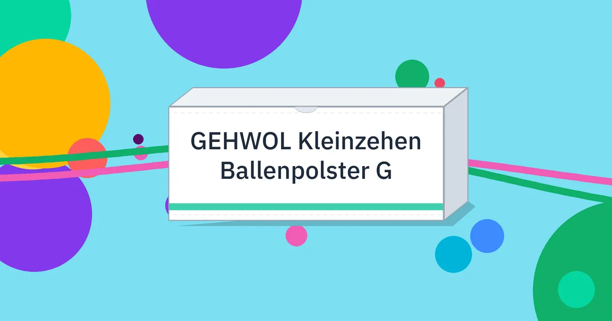 Symbolbild: Packung mit der Aufschrift GEHWOL Kleinzehen Ballenpolster G (PZN 01075632) – Verfügbarkeit und Bezug in Apotheken in Frankfurt am Main