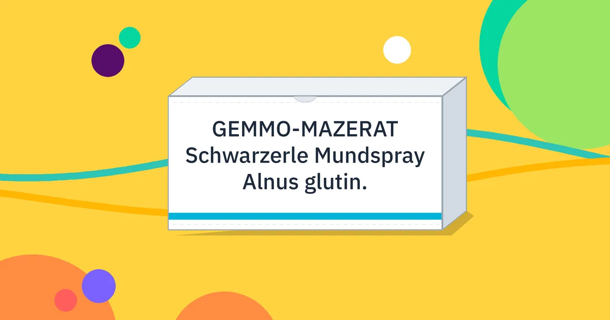 Symbolbild: Packung mit der Aufschrift GEMMO-MAZERAT Schwarzerle Mundspray Alnus glutin. (PZN 19842322) – Verfügbarkeit und Bezug in Apotheken in Frankfurt am Main