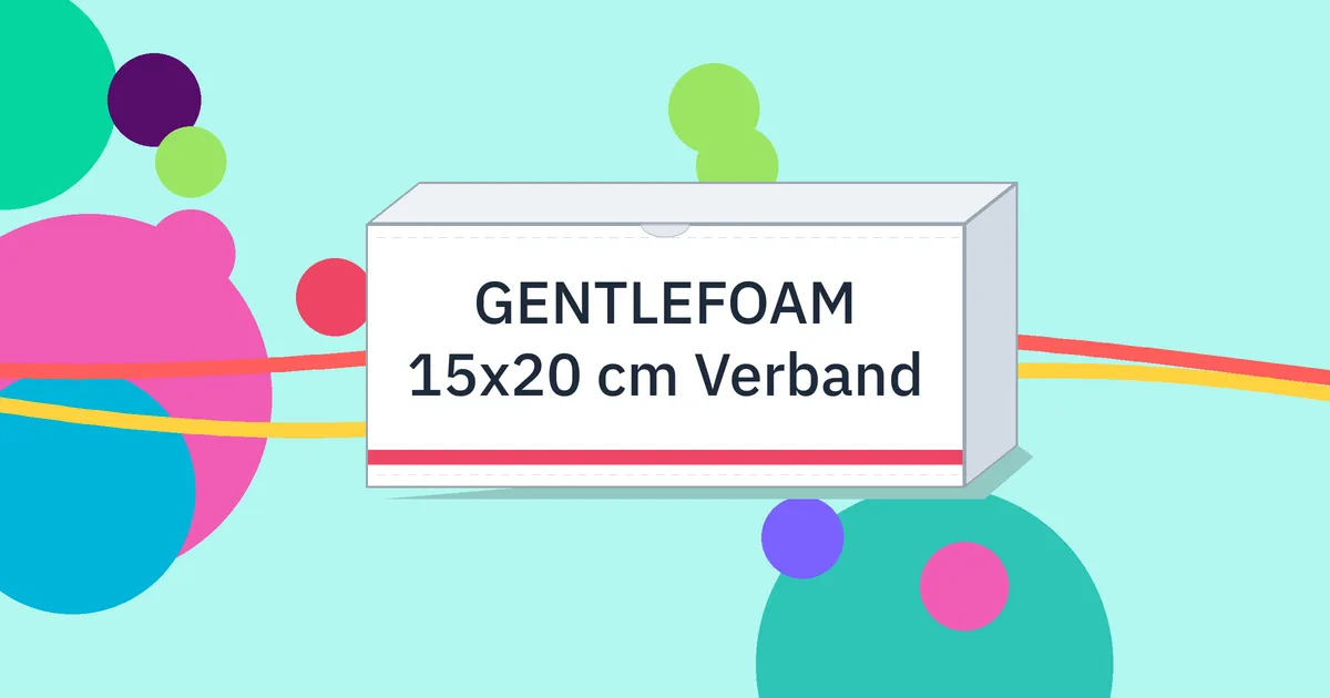 Symbolbild: Packung mit der Aufschrift GENTLEFOAM 15x20 cm Verband (PZN 19721021) – Verfügbarkeit und Bezug in Apotheken in Frankfurt am Main
