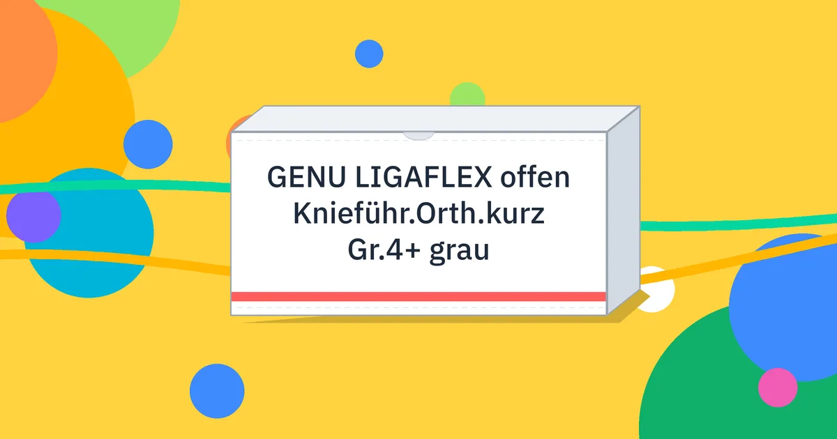 Symbolbild: Packung mit der Aufschrift GENU LIGAFLEX offen Knieführ.Orth.kurz Gr.4+ grau (PZN 14308960) – Verfügbarkeit und Bezug in Apotheken in Frankfurt am Main