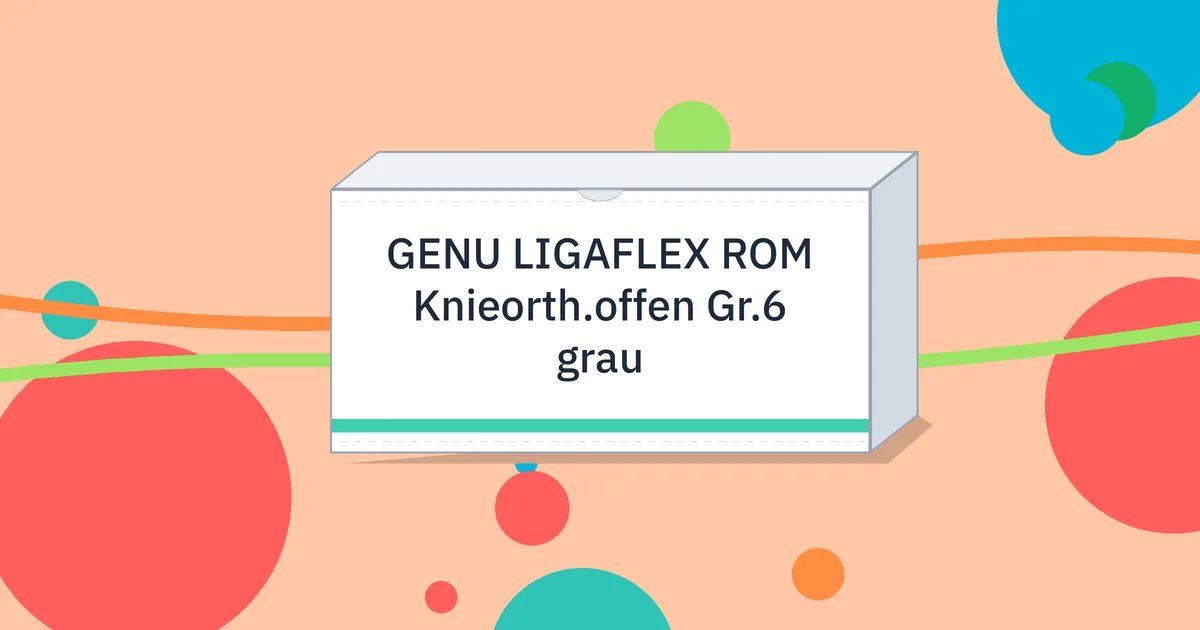 Symbolbild: Packung mit der Aufschrift GENU LIGAFLEX ROM Knieorth.offen Gr.6 grau (PZN 13157387) – Verfügbarkeit und Bezug in Apotheken in Frankfurt am Main