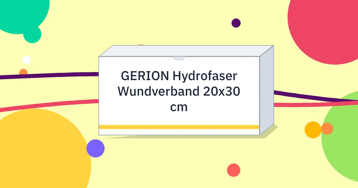 Symbolbild: Packung mit der Aufschrift GERION Hydrofaser Wundverband 20x30 cm (PZN 19247080) – Verfügbarkeit und Bezug in Apotheken in Frankfurt am Main