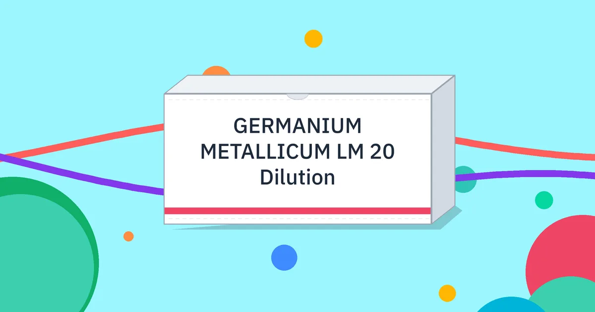 Symbolbild: Packung mit der Aufschrift GERMANIUM METALLICUM LM 20 Dilution (PZN 12877240) – Verfügbarkeit und Bezug in Apotheken in Frankfurt am Main