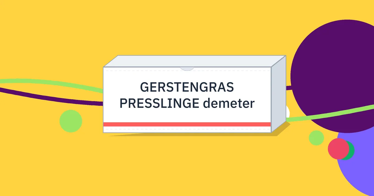 Symbolbild: Packung mit der Aufschrift GERSTENGRAS PRESSLINGE demeter (PZN 12648746) – Verfügbarkeit und Bezug in Apotheken in Frankfurt am Main