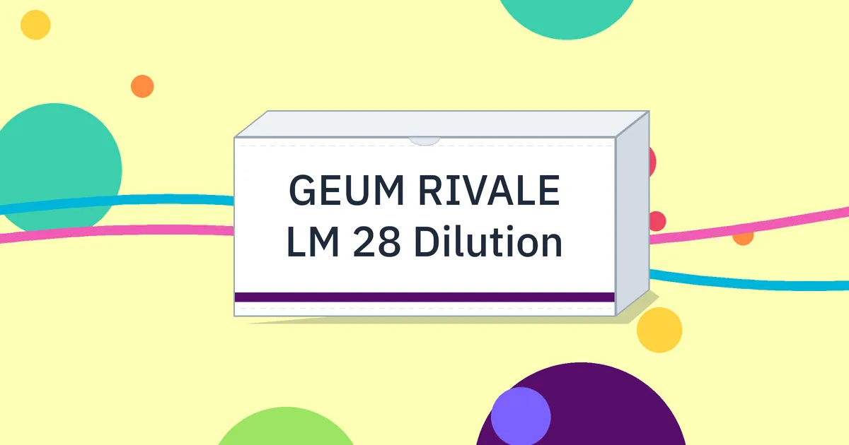 Symbolbild: Packung mit der Aufschrift GEUM RIVALE LM 28 Dilution (PZN 13543009) – Verfügbarkeit und Bezug in Apotheken in Frankfurt am Main