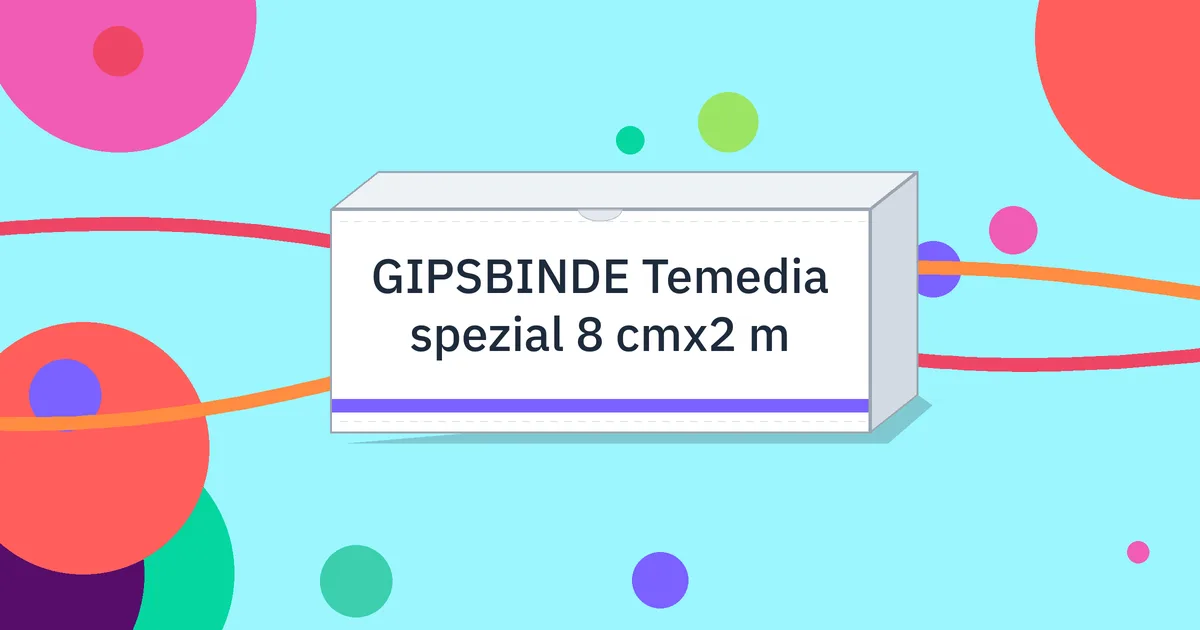 Symbolbild: Packung mit der Aufschrift GIPSBINDE Temedia spezial 8 cmx2 m (PZN 13250483) – Verfügbarkeit und Bezug in Apotheken in Frankfurt am Main