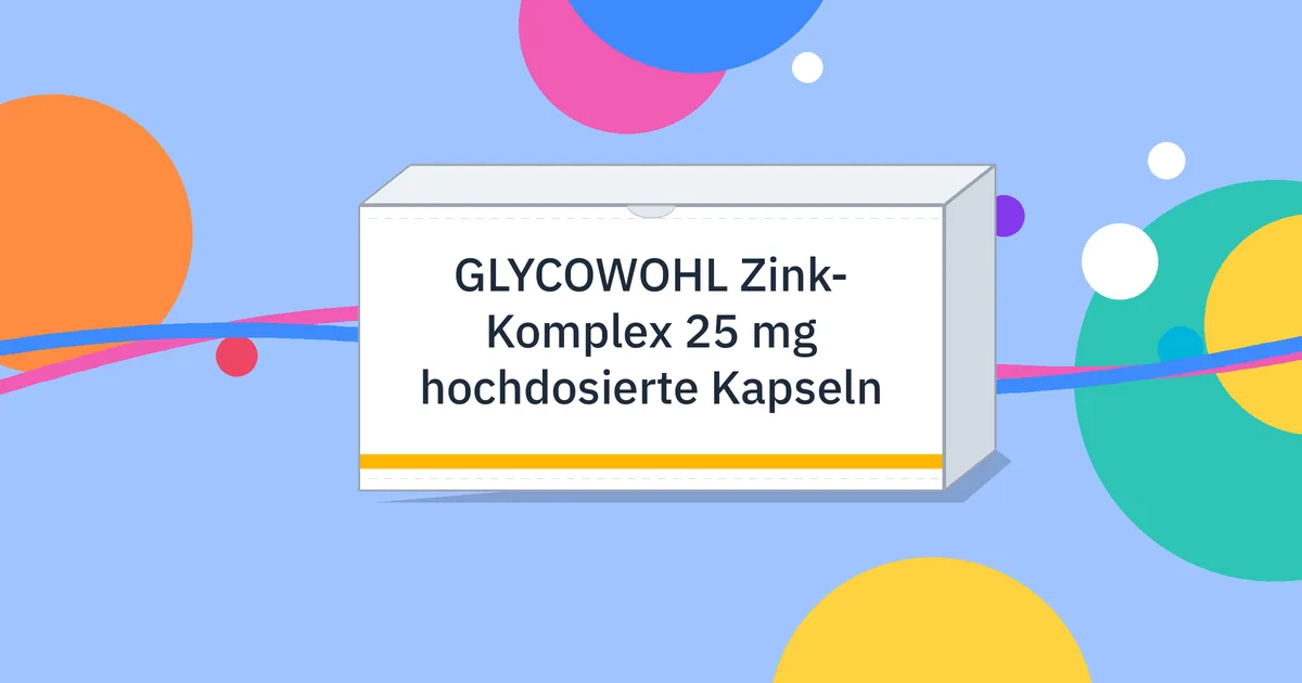 Symbolbild: Packung mit der Aufschrift GLYCOWOHL Zink-Komplex 25 mg hochdosierte Kapseln (PZN 19404668) – Verfügbarkeit und Bezug in Apotheken in Frankfurt am Main