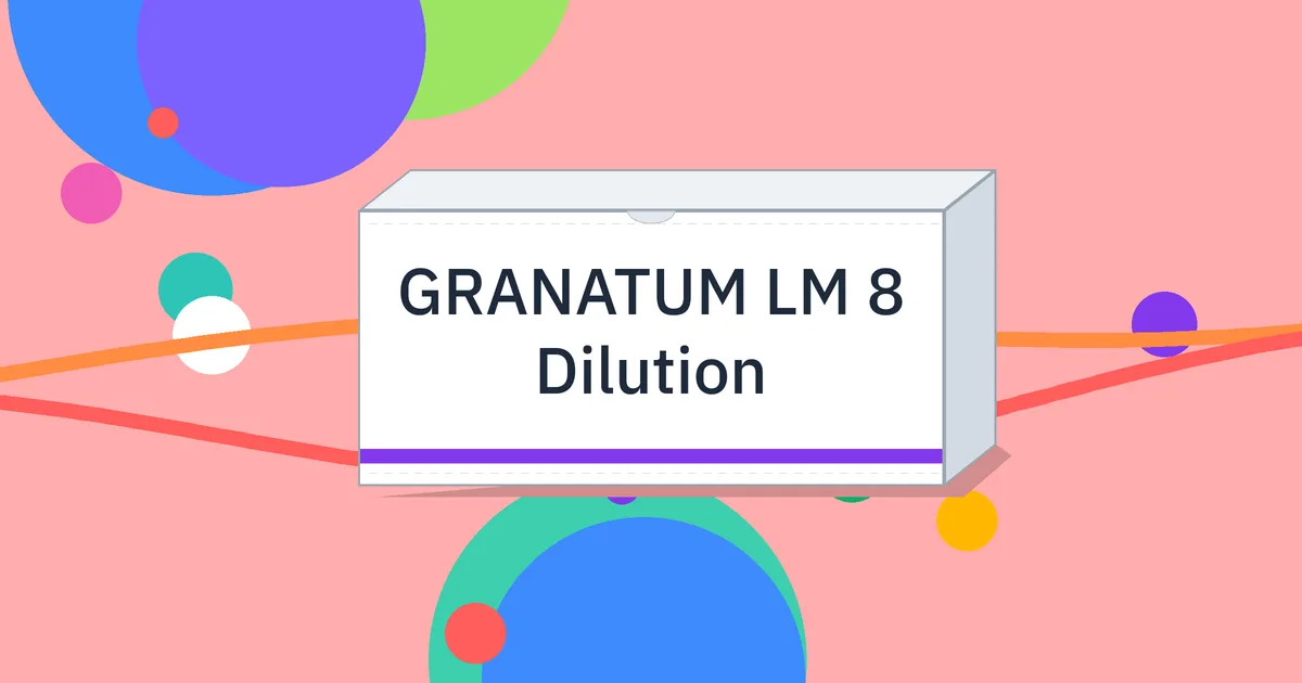 Symbolbild: Packung mit der Aufschrift GRANATUM LM 8 Dilution (PZN 13545988) – Verfügbarkeit und Bezug in Apotheken in Frankfurt am Main