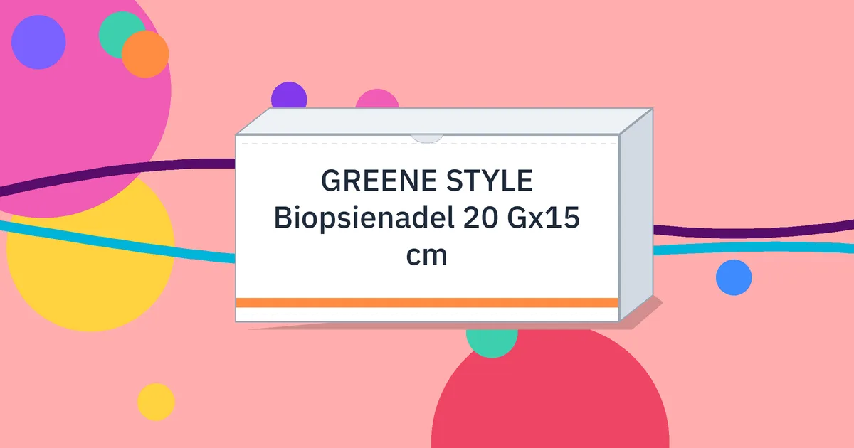 Symbolbild: Packung mit der Aufschrift GREENE STYLE Biopsienadel 20 Gx15 cm (PZN 00297804) – Verfügbarkeit und Bezug in Apotheken in Frankfurt am Main