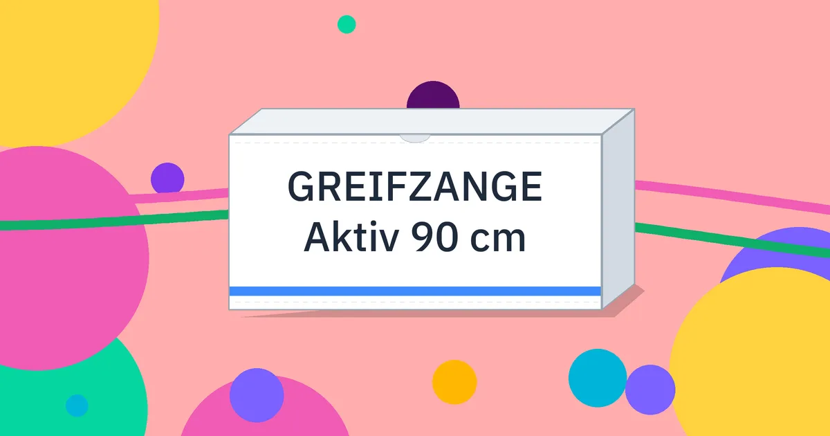 Symbolbild: Packung mit der Aufschrift GREIFZANGE Aktiv 90 cm (PZN 01321829) – Verfügbarkeit und Bezug in Apotheken in Frankfurt am Main