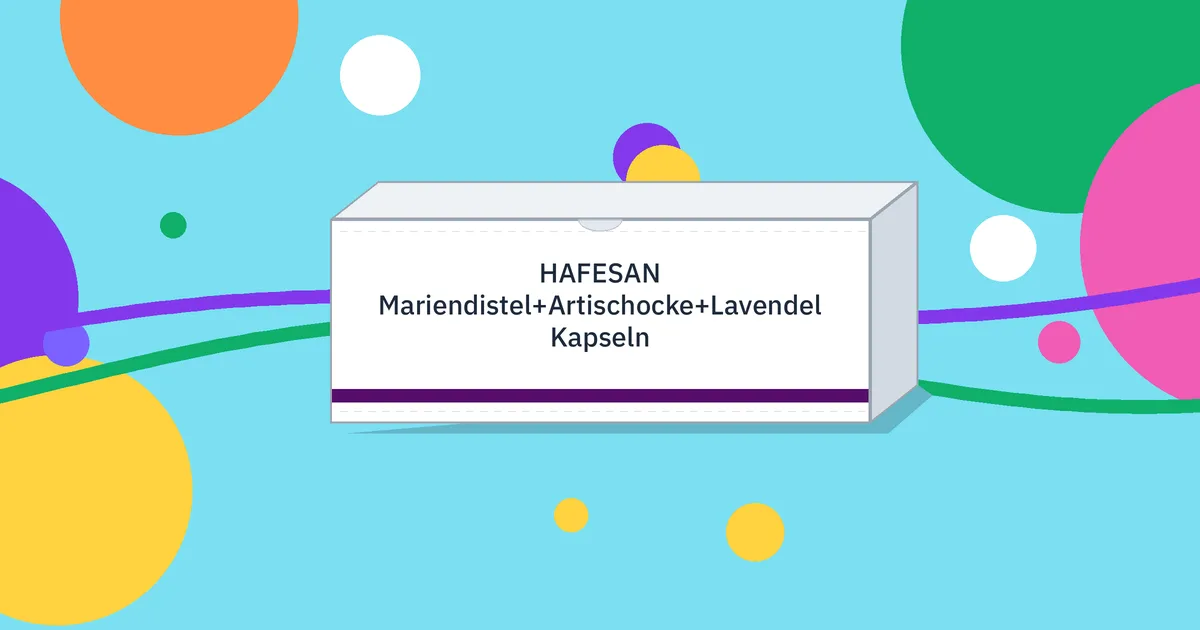 Symbolbild: Packung mit der Aufschrift HAFESAN Mariendistel+Artischocke+Lavendel Kapseln (PZN 03240578) – Verfügbarkeit und Bezug in Apotheken in Frankfurt am Main