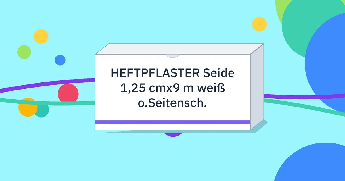 Symbolbild: Packung mit der Aufschrift HEFTPFLASTER Seide 1,25 cmx9 m weiß o.Seitensch. (PZN 10180138) – Verfügbarkeit und Bezug in Apotheken in Frankfurt am Main