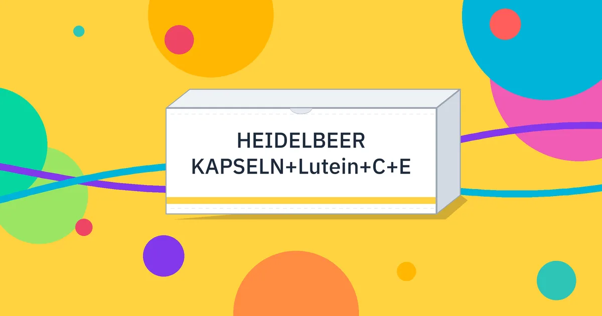 Symbolbild: Packung mit der Aufschrift HEIDELBEER KAPSELN+Lutein+C+E (PZN 01082603) – Verfügbarkeit und Bezug in Apotheken in Frankfurt am Main