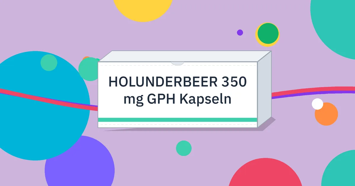 Symbolbild: Packung mit der Aufschrift HOLUNDERBEER 350 mg GPH Kapseln (PZN 06922781) – Verfügbarkeit und Bezug in Apotheken in Frankfurt am Main