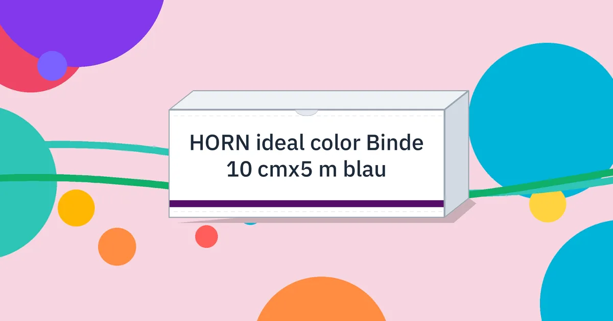 Symbolbild: Packung mit der Aufschrift HORN ideal color Binde 10 cmx5 m blau (PZN 04427190) – Verfügbarkeit und Bezug in Apotheken in Frankfurt am Main