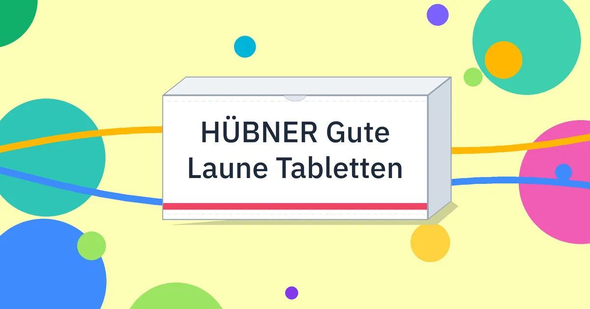 Symbolbild: Packung mit der Aufschrift HÜBNER Gute Laune Tabletten (PZN 20768565) – Verfügbarkeit und Bezug in Apotheken in Frankfurt am Main