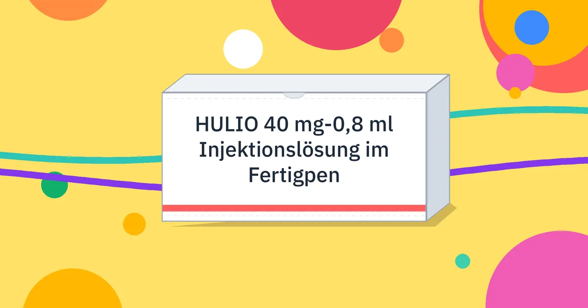 Symbolbild: Packung mit der Aufschrift HULIO 40 mg-0,8 ml Injektionslösung im Fertigpen (PZN 15659070) – Verfügbarkeit und Bezug in Apotheken in Frankfurt am Main
