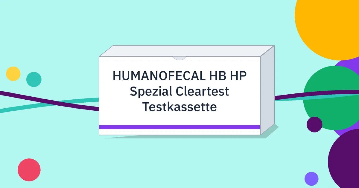 Symbolbild: Packung mit der Aufschrift HUMANOFECAL HB HP Spezial Cleartest Testkassette (PZN 00524163) – Verfügbarkeit und Bezug in Apotheken in Frankfurt am Main
