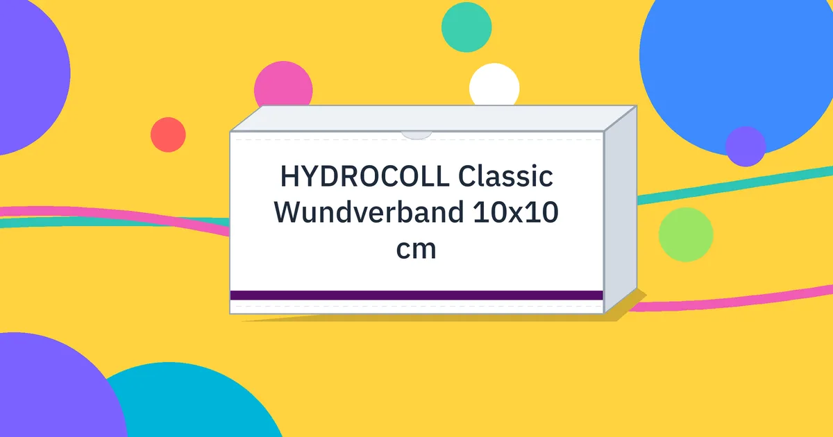 Symbolbild: Packung mit der Aufschrift HYDROCOLL Classic Wundverband 10x10 cm (PZN 20165714) – Verfügbarkeit und Bezug in Apotheken in Frankfurt am Main