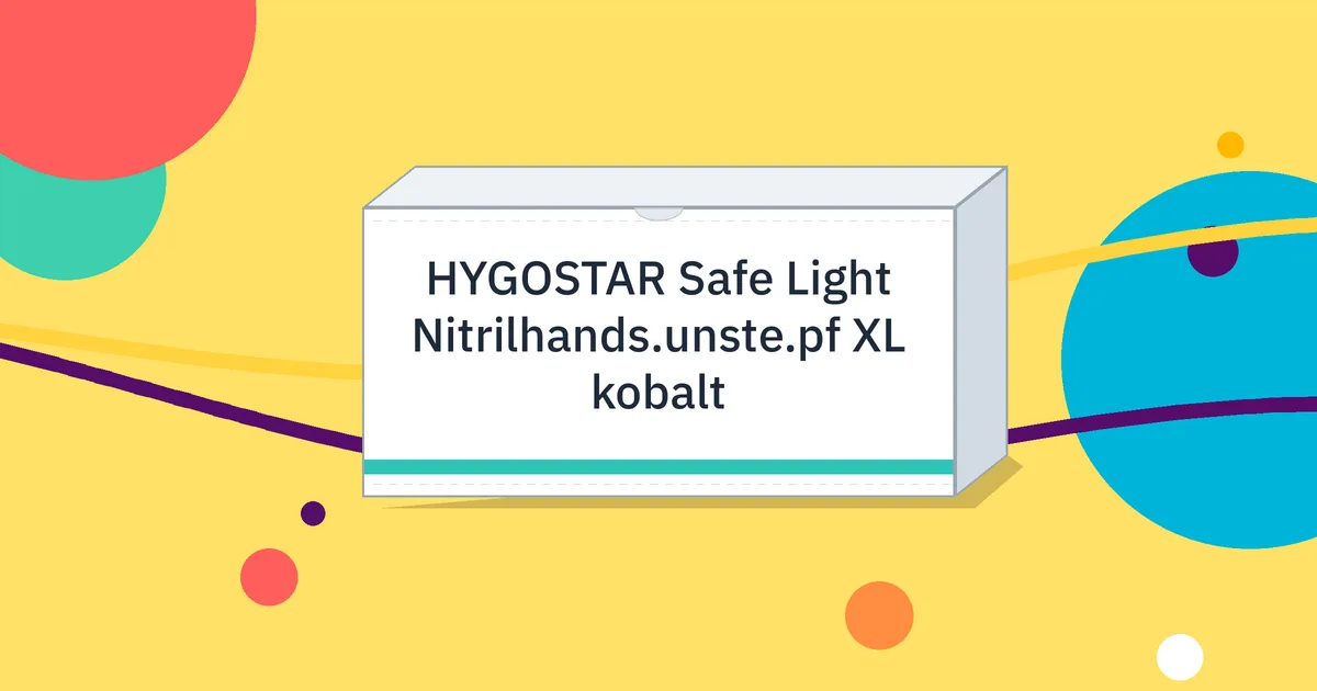 Symbolbild: Packung mit der Aufschrift HYGOSTAR Safe Light Nitrilhands.unste.pf XL kobalt (PZN 20773460) – Verfügbarkeit und Bezug in Apotheken in Frankfurt am Main