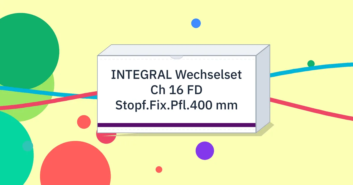 Symbolbild: Packung mit der Aufschrift INTEGRAL Wechselset Ch 16 FD Stopf.Fix.Pfl.400 mm (PZN 00793816) – Verfügbarkeit und Bezug in Apotheken in Frankfurt am Main