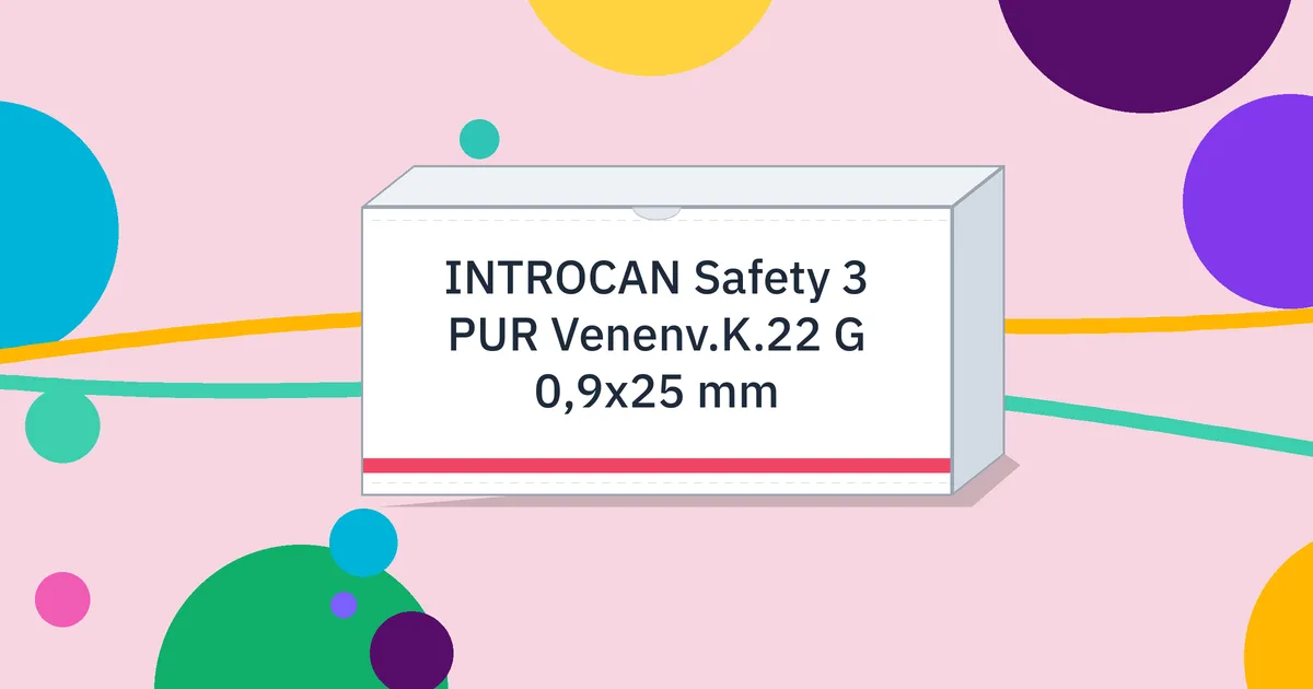 Symbolbild: Packung mit der Aufschrift INTROCAN Safety 3 PUR Venenv.K.22 G 0,9x25 mm (PZN 19526851) – Verfügbarkeit und Bezug in Apotheken in Frankfurt am Main