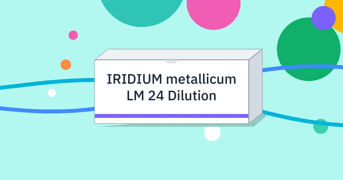 Symbolbild: Packung mit der Aufschrift IRIDIUM metallicum LM 24 Dilution (PZN 12913591) – Verfügbarkeit und Bezug in Apotheken in Frankfurt am Main