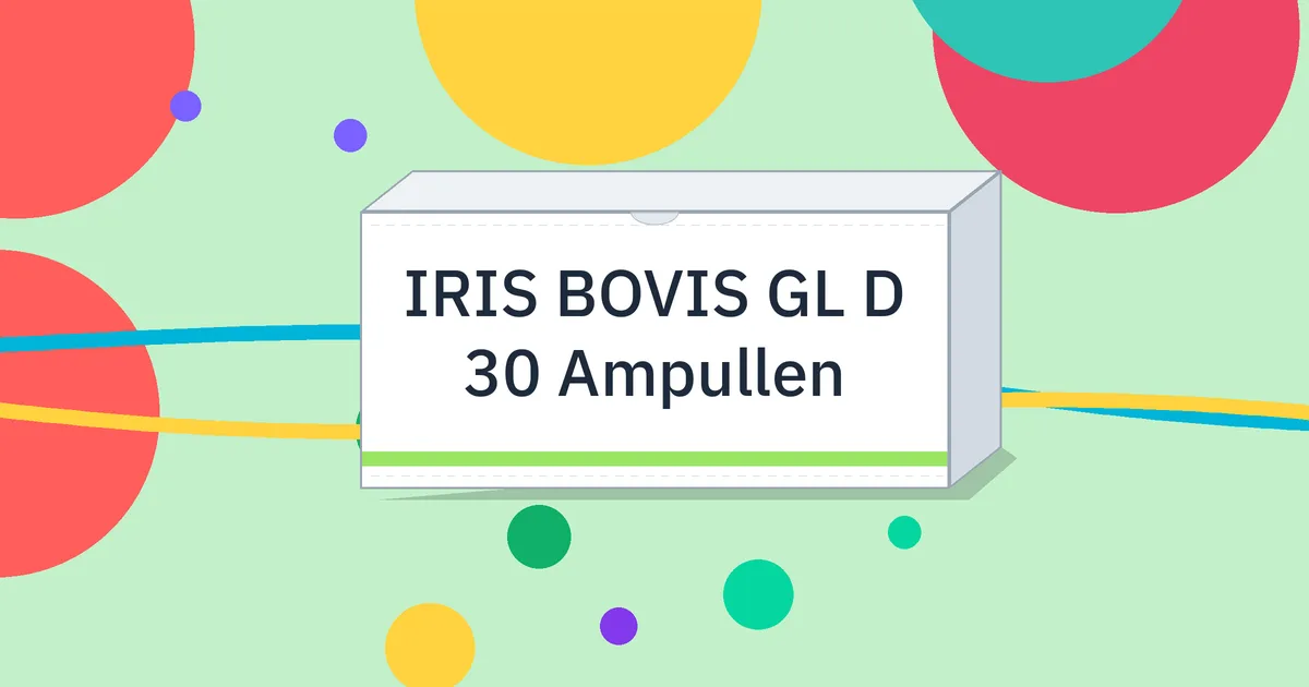 Symbolbild: Packung mit der Aufschrift IRIS BOVIS GL D 30 Ampullen (PZN 02880117) – Verfügbarkeit und Bezug in Apotheken in Frankfurt am Main