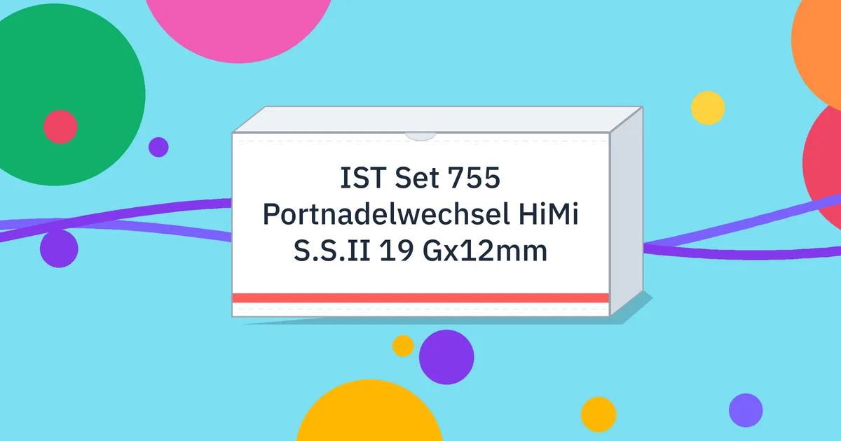 Symbolbild: Packung mit der Aufschrift IST Set 755 Portnadelwechsel HiMi S.S.II 19 Gx12mm (PZN 15895209) – Verfügbarkeit und Bezug in Apotheken in Frankfurt am Main