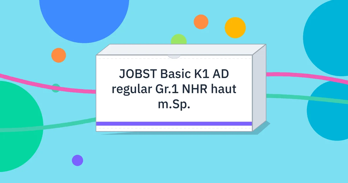Symbolbild: Packung mit der Aufschrift JOBST Basic K1 AD regular Gr.1 NHR haut m.Sp. (PZN 15312811) – Verfügbarkeit und Bezug in Apotheken in Frankfurt am Main