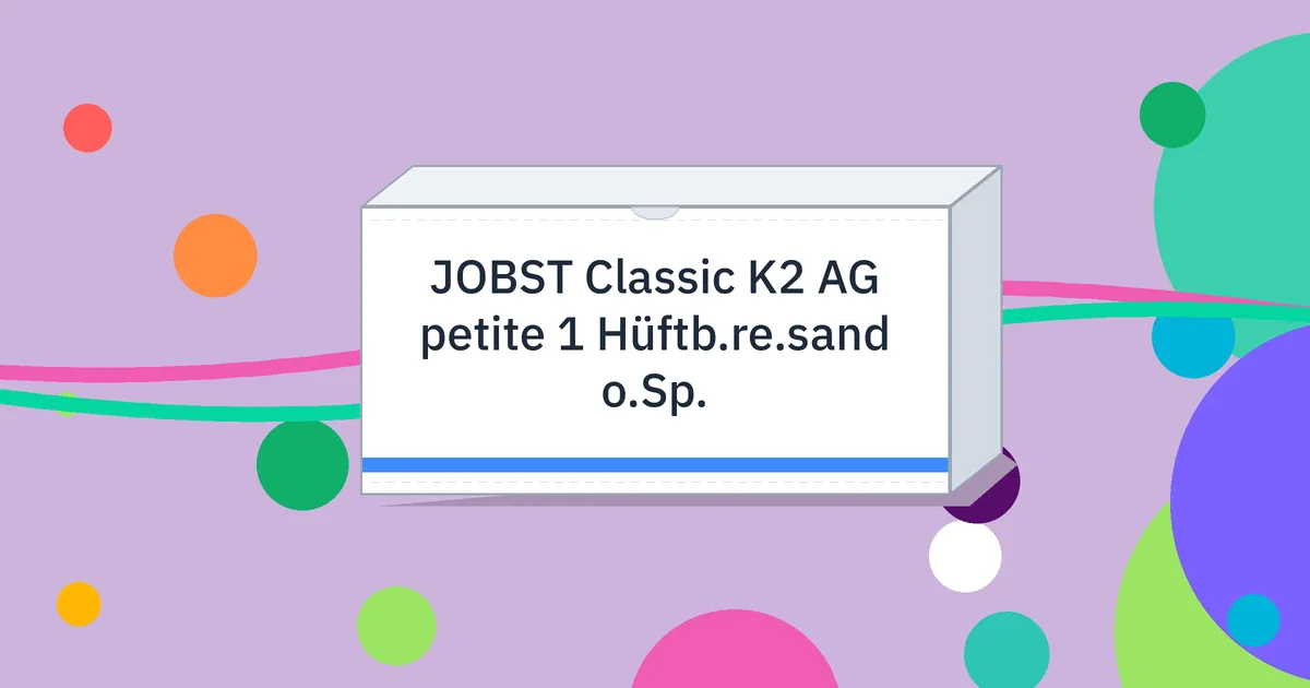 Symbolbild: Packung mit der Aufschrift JOBST Classic K2 AG petite 1 Hüftb.re.sand o.Sp. (PZN 13065716) – Verfügbarkeit und Bezug in Apotheken in Frankfurt am Main