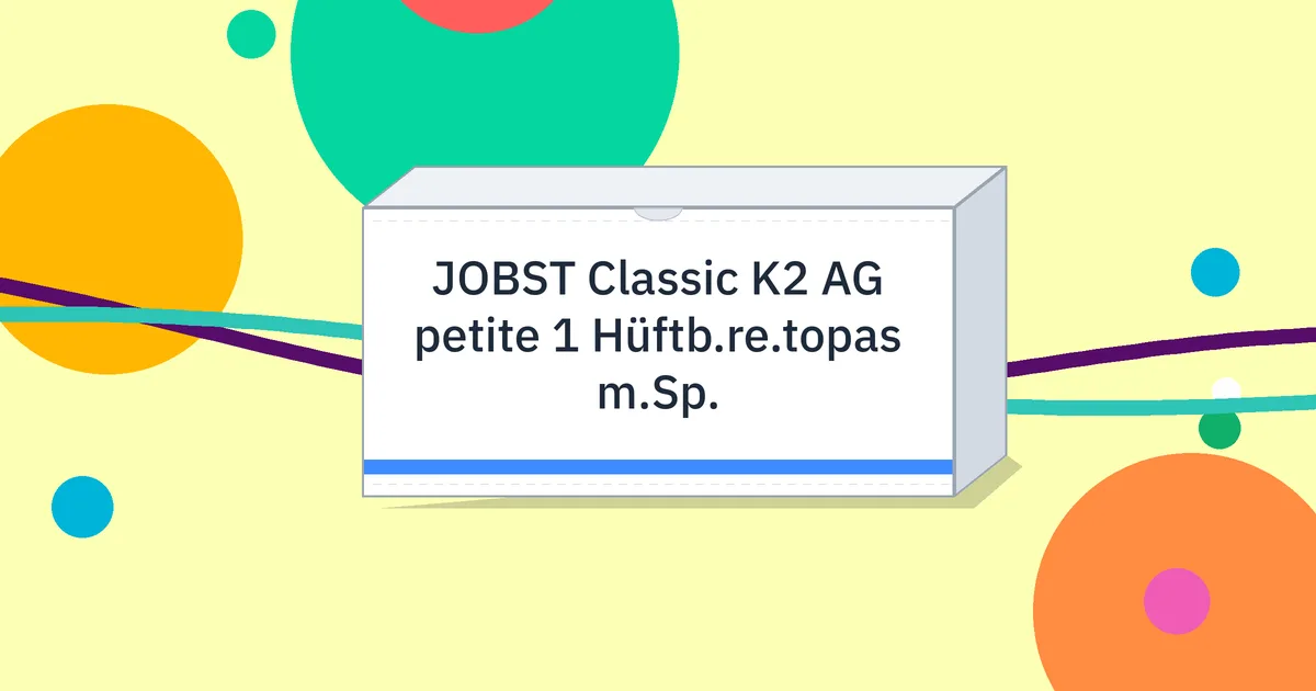 Symbolbild: Packung mit der Aufschrift JOBST Classic K2 AG petite 1 Hüftb.re.topas m.Sp. (PZN 13065567) – Verfügbarkeit und Bezug in Apotheken in Frankfurt am Main