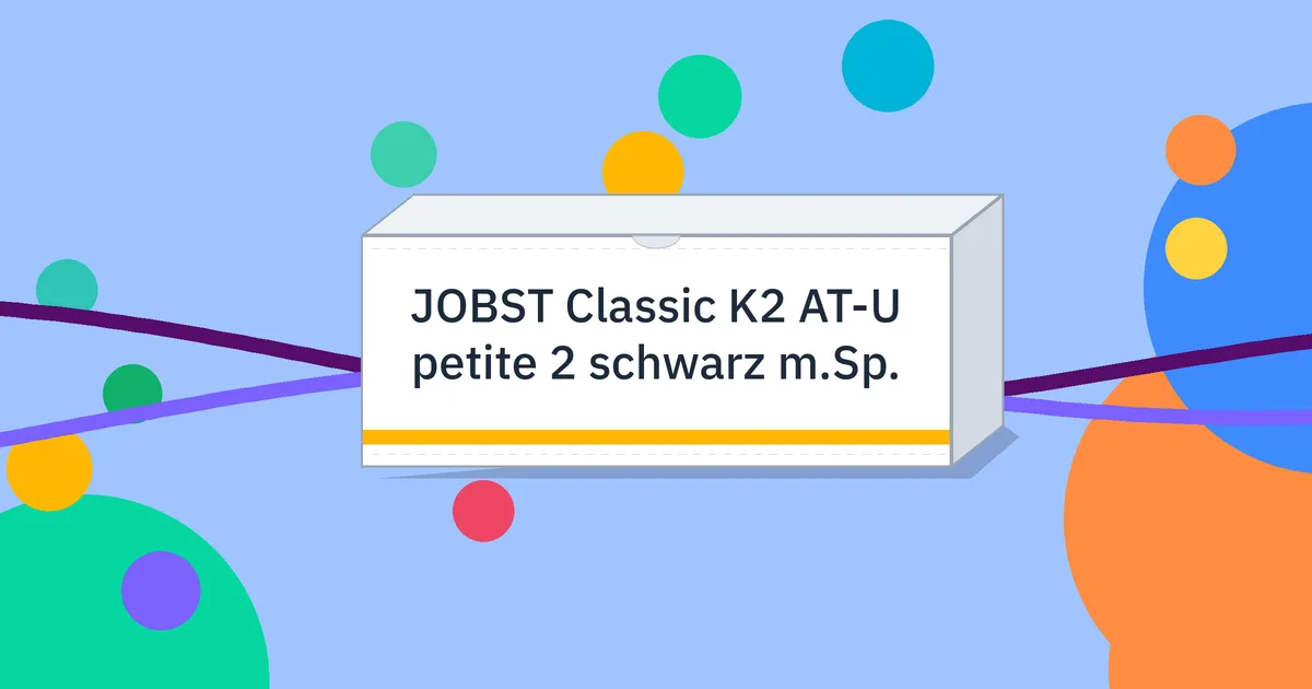 Symbolbild: Packung mit der Aufschrift JOBST Classic K2 AT-U petite 2 schwarz m.Sp. (PZN 13068212) – Verfügbarkeit und Bezug in Apotheken in Frankfurt am Main