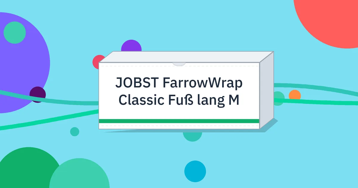 Symbolbild: Packung mit der Aufschrift JOBST FarrowWrap Classic Fuß lang M (PZN 13869521) – Verfügbarkeit und Bezug in Apotheken in Frankfurt am Main