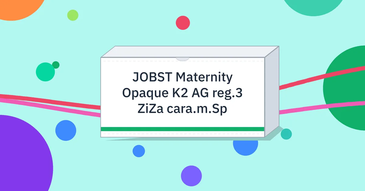 Symbolbild: Packung mit der Aufschrift JOBST Maternity Opaque K2 AG reg.3 ZiZa cara.m.Sp (PZN 15851175) – Verfügbarkeit und Bezug in Apotheken in Frankfurt am Main