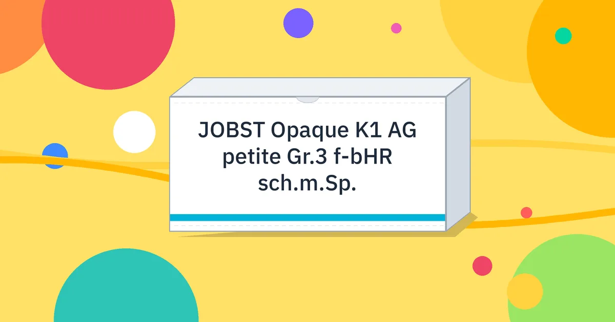 Symbolbild: Packung mit der Aufschrift JOBST Opaque K1 AG petite Gr.3 f-bHR sch.m.Sp. (PZN 13083720) – Verfügbarkeit und Bezug in Apotheken in Frankfurt am Main