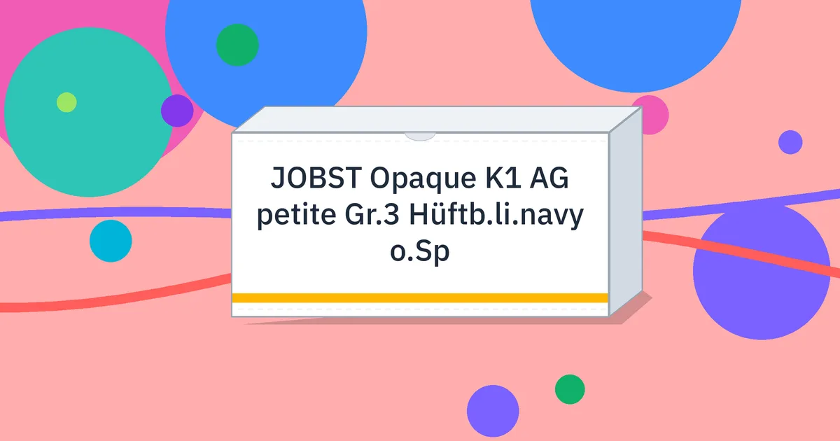 Symbolbild: Packung mit der Aufschrift JOBST Opaque K1 AG petite Gr.3 Hüftb.li.navy o.Sp (PZN 13097952) – Verfügbarkeit und Bezug in Apotheken in Frankfurt am Main