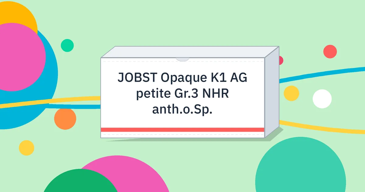 Symbolbild: Packung mit der Aufschrift JOBST Opaque K1 AG petite Gr.3 NHR anth.o.Sp. (PZN 16271422) – Verfügbarkeit und Bezug in Apotheken in Frankfurt am Main